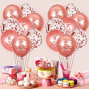 60th Latex Birthday Balloons, 15 Pcs Rose Gold Happy 60th Birthday Balloons, Rose Gold 60th Birthday Party Decorations Balloons for Women Men 60th Birthday Anniversary Decoration