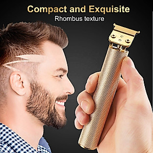 Hair Clippers for Men, Electric Hair Clippers Cordless Rechargeable Grooming Kits T-Blade Close Cutting Trimmer for Men 0mm Zero Gap Bald Head Clippers, Hair Trimmer for Men (Gold)