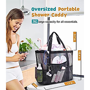 Alidor Large Capacity Mesh Shower Caddy Portable for College Dorm Room Essentials, 9-Pockets, Hanging Shower Tote Bag for Bathroom, Swimming, Beach, Fitness, Gym