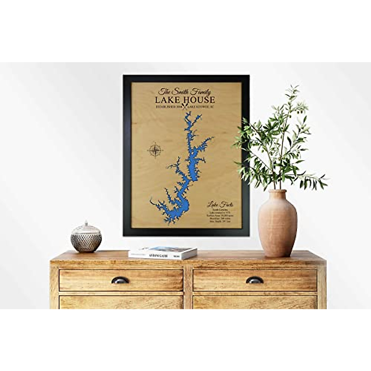 Personalized House Decor Wood Lake Map of Any Lake - Customized Handmade Gifts for Lake House Wall Decor