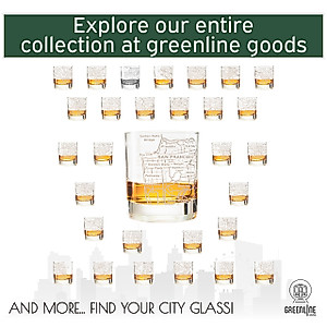 Greenline Goods Whiskey Glasses - 10 Oz Tumbler for San Francisco Lovers (Single Glass) - Etched with San Francisco Map - Old Fashioned Rocks Glass