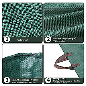 JERIA 6-Pack 72 Gallons Reusable Garden Waste Bags with 4 Handles ,Lawn Pool Garden Heavy Duty Waste Bag for Loading Leaf,Trash ,Yard Waste Bags (H30" X D26")