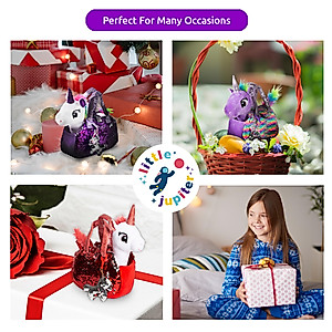 Little Jupiter Plush Pet Set - Unicorn Toys - Unicorns Gifts for Girls - Stuffed Animal for Kids - Unicorns - Plush Toy - w/Reversible Sequins & Charm (Purple Rainbow Unicorn) Age 4-5 - 6-7 yr