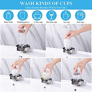 Glass Rinser for Kitchen Sink - Stainless Steel Glass Rinser Cup Washer, 9 Water Spraying Holes Bottle Washer Kitchen Sink Cup Cleaner Accessories, Quick Rinser for Baby Bottle, Bar Glass Rinser