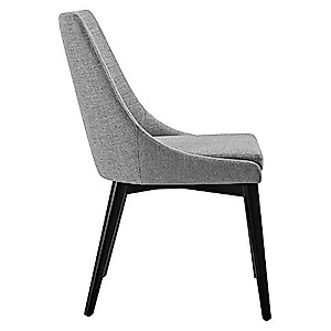 Modway Viscount Mid-Century Modern Upholstered Fabric Two Dining Chairs in Light Gray