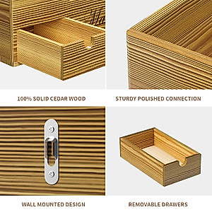 Makayla Hair Tool Organizer, Wooden Hair Dryer Holder Wall Mount, Bathroom Countertop Blow Dryer Organizer, Vanity Storage Stand for Accessories, Makeup, Toiletries (Pine)