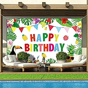 Hawaiian Luau Birthday Party Decorations Supplies Hawaiian Party Backdrop Luau Party Background Tropical Hawaiian Jungle Theme Flamingo Pineapple Party Banner Summer Beach Pool Photography Background