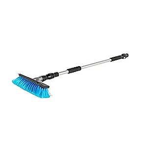 Camco RV Flow-Through Wash Brush | Features an Adjustable Handle, a Standard Garden Hose Connection, and an On/Off Button to Control Water Flow (43633)