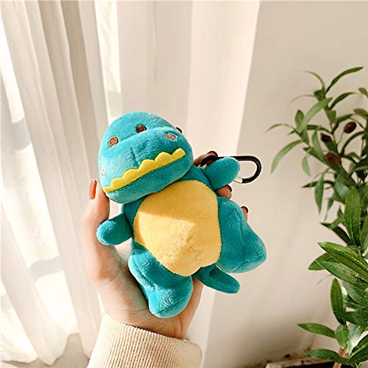 SGVAHY Case for Apple Airpods 1&2 Case Cover with Keychain Kawaii Airpod Case Cover Cute Dinosaur Airpods 2nd 1st Generation Wireless Charging Case Fluffy Soft Plush Airpod Case (Green)