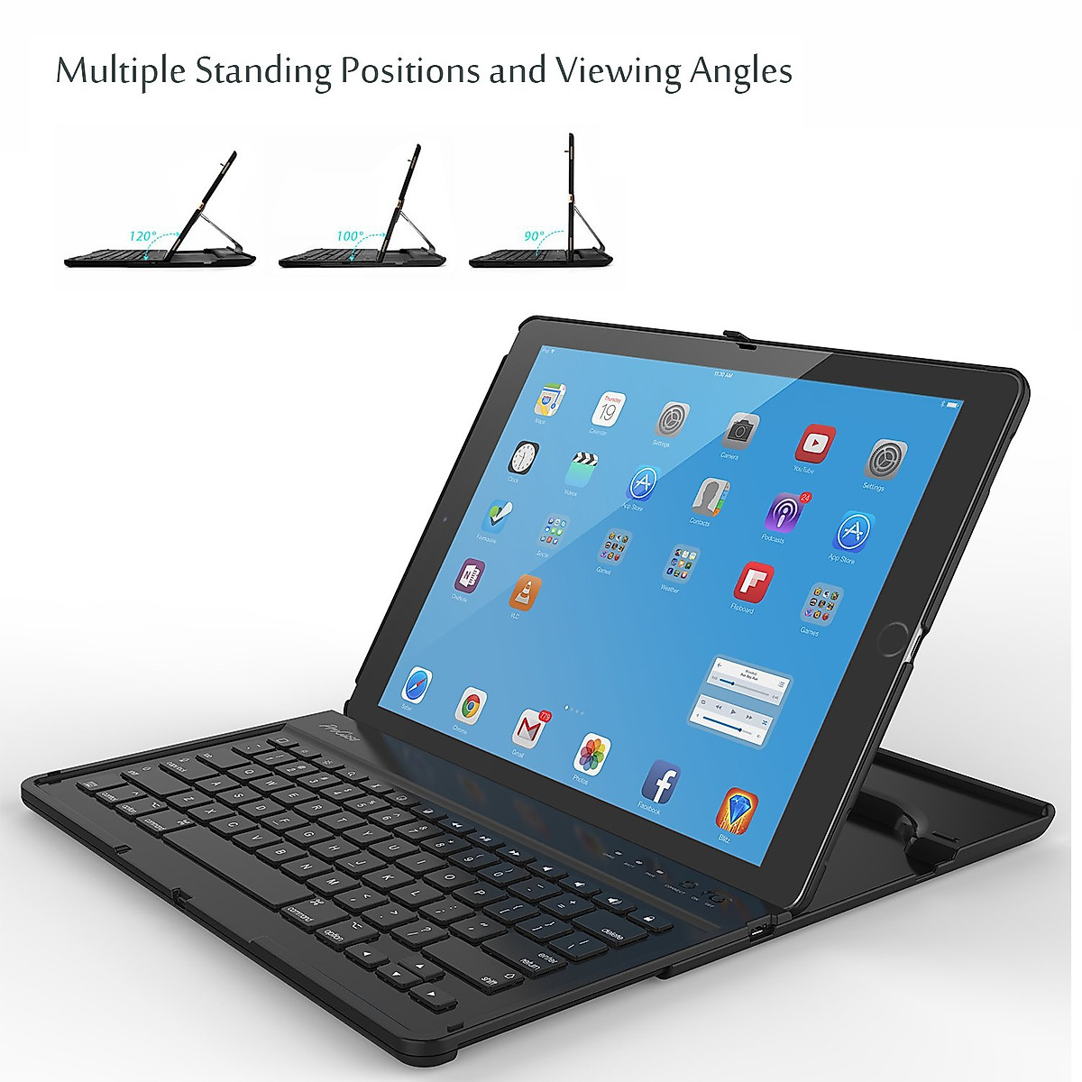 ProCase Keyboard Case for 1st & 2nd Generation iPad Pro 12.9 2017 2015, iPad Pro 12.9 Tablet Wireless Keyboard Case for iPad Pro 12.9" (2nd & 1st Gen)- Black