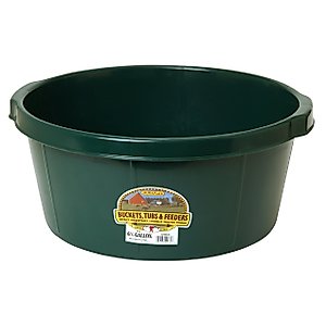Little Giant® Plastic All-Purpose Tub | Plastic Pond Tub | Feed Tub | Durable Plastic Livestock Feeding Pan with Hand Grips | Made in USA | 6.5 Gallons | Green