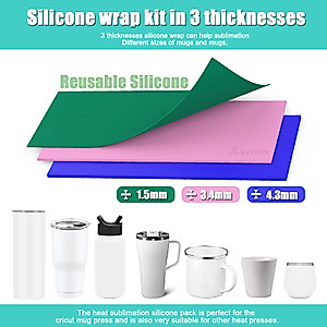 Sublimation Tumbler Wrap Compatible with Cricut Mug Press Tumbler Heat Press Machine 3 Thicknesses for Sublimation Tumblers Blanks Products Mug Press Attachment 11 x 5" Sublimation Wraps