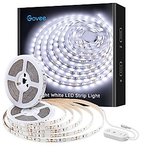 Govee 32.8ft White LED Strip Lights, 6500K Dimmable LED Light Strip with Control Box, Bright 600 LEDs, Daylight White Lights for Mirror, Under Cabinet, Living Room, Study, Wardrobe, 2 Rolls of 16.4ft