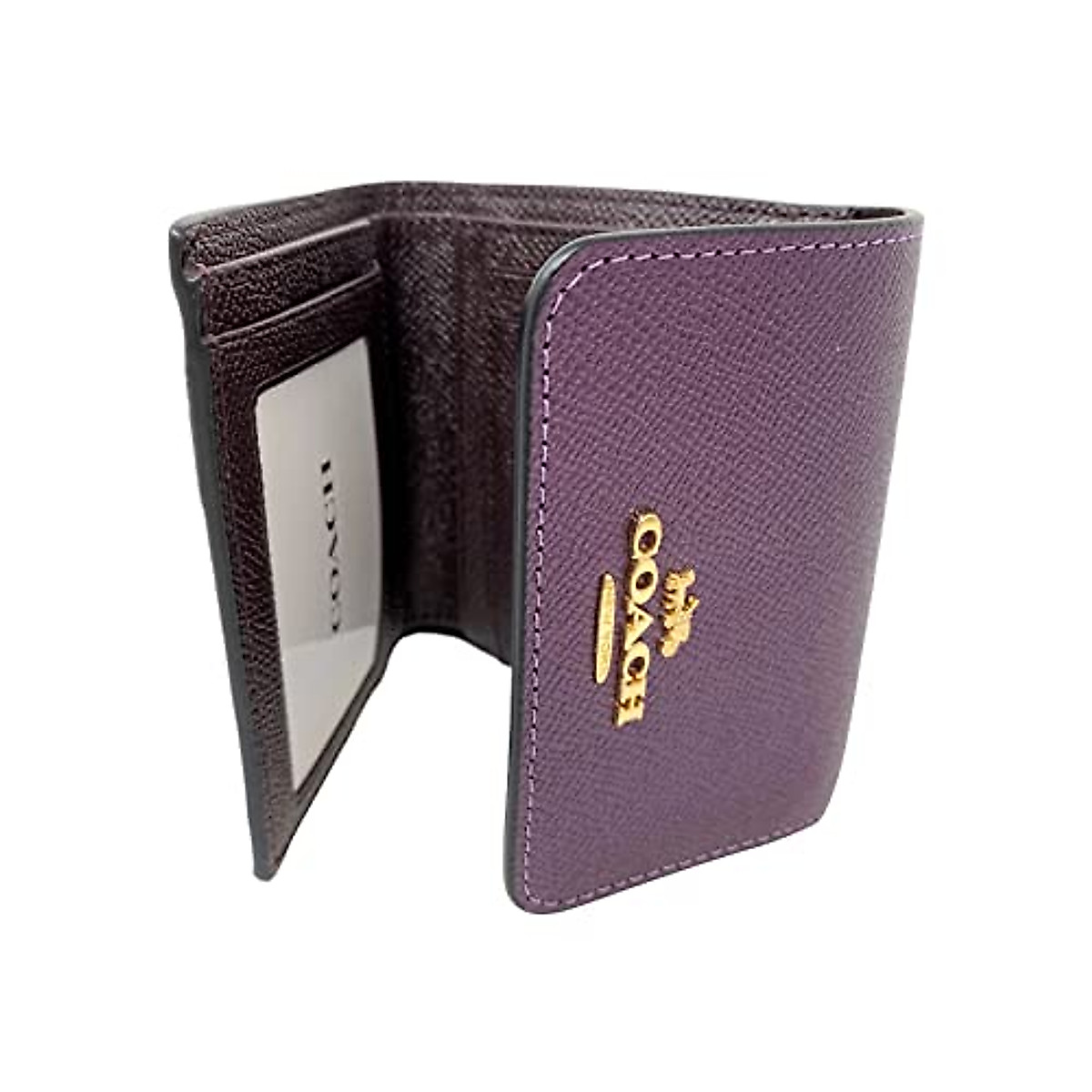 COACH Small Trifold Wallet Metallic Plum Style No. CF412