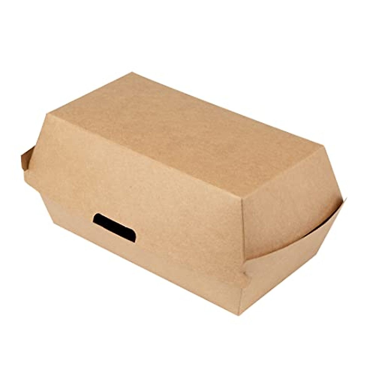 Bio Tek 6.7 x 3.5 x 3.5 Inch Clamshell Food Containers, 100 Disposable Sandwich Containers - Hinged Lid, Tab-Lock Closure, Kraft Paper Hot Dog Containers, Recyclable, Greaseproof