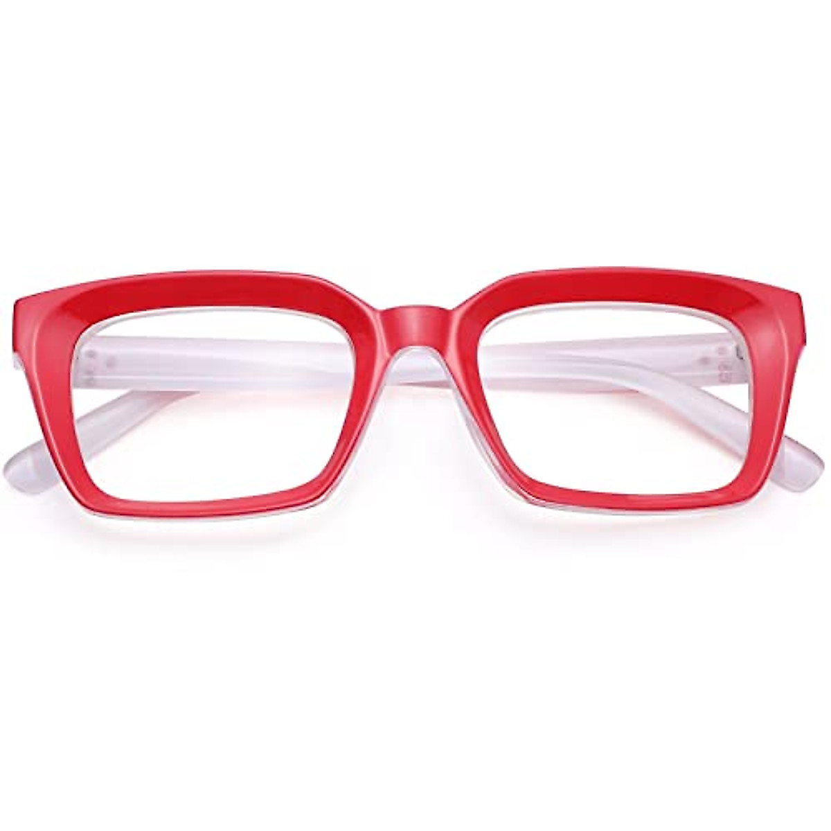 Hycredi Classic Square Eyewear Non-prescription Clear Lens glasses for Women Men Thick Square Frame Eyeglasses-Red