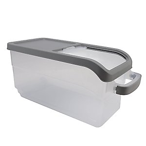 Food Container, 10KG Large Food Grade PP Transparent Thickened Rice Container 7.2x15.2x8.3in Grain Storage Box with Slide Cover, Sealed Dustproof Rice Storage Container for Rice Flour Cerea(grey)