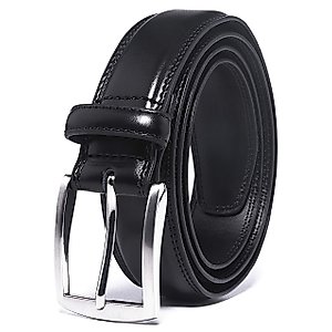 Fabio Valenti Mens Black Leather Belt (38, Black)