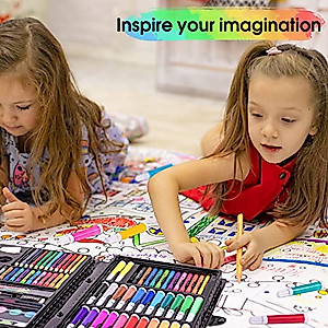 Art Kit, Vigorfun Drawing Painting Art Supplies for Kids Girls Boys Teens, Gifts Art Set Case Includes Oil Pastels, Crayons, Colored Pencils, Watercolor Cakes (Black)