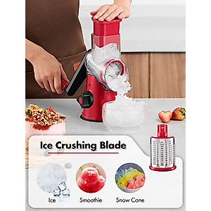 GDL Shaved Ice Machine Manual, Ice Shaver and Snow Cone Machine Hand Crank, Household Shaved Ice Maker, Portable Ice Crusher for Home Use with Stainless Steel Blade