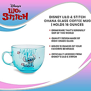 Disney Lilo & Stitch Ohana Glass Coffee Mug | Holds 16 Ounces