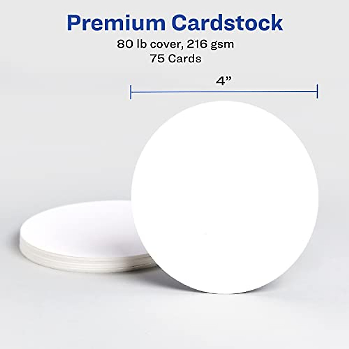 Avery Round Cards with Sure Feed Technology, 4" Diameter, Matte White, 75 Round Cards Total, Print-to-the-Edge, Laser/Inkjet Printable Cards (35007)