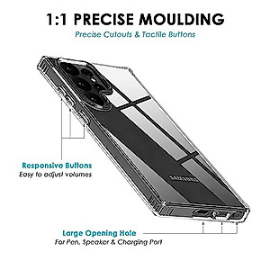 Case for Samsung Galaxy S23 Ultra, Clear Shockproof Protective Phone Case, Transparent Cover for Samsung S23 Ultra 5G