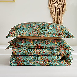 Ikawaapurry Comforter Set for Queen Size Bed Farmhouse Boho Bedding Sets Fluffy Lightweight Flowers Plants All Season 3 Pcs Comforter with 2 Pillow Shames