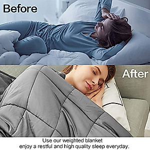 LIANLAM Weighted Blanket (20 lbs, 48"x72", Grey), Cooling Weighted Blanket for Adults, 100% Natural Cotton Material with Premium Glass Beads