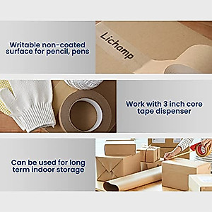 Lichamp Brown Packing Tape, Kraft Paper Tape Brown Gummed Tape for Packing Boxes, Shipping Cardboard and Carton Sealing, 6 Rolls x 2 inch x 55 Yard x 7 mil, B206BN