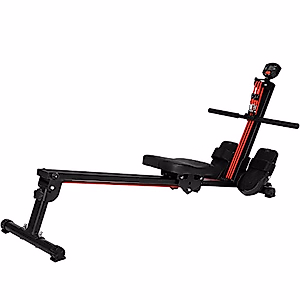 Rowing Machines for Home Use, Foldable Rowing Machine, Elastic Rower Indoor Row Machine with 3 Adjustable Levels, LCD Display & Comfortable Seat Cushion (Black&Red)