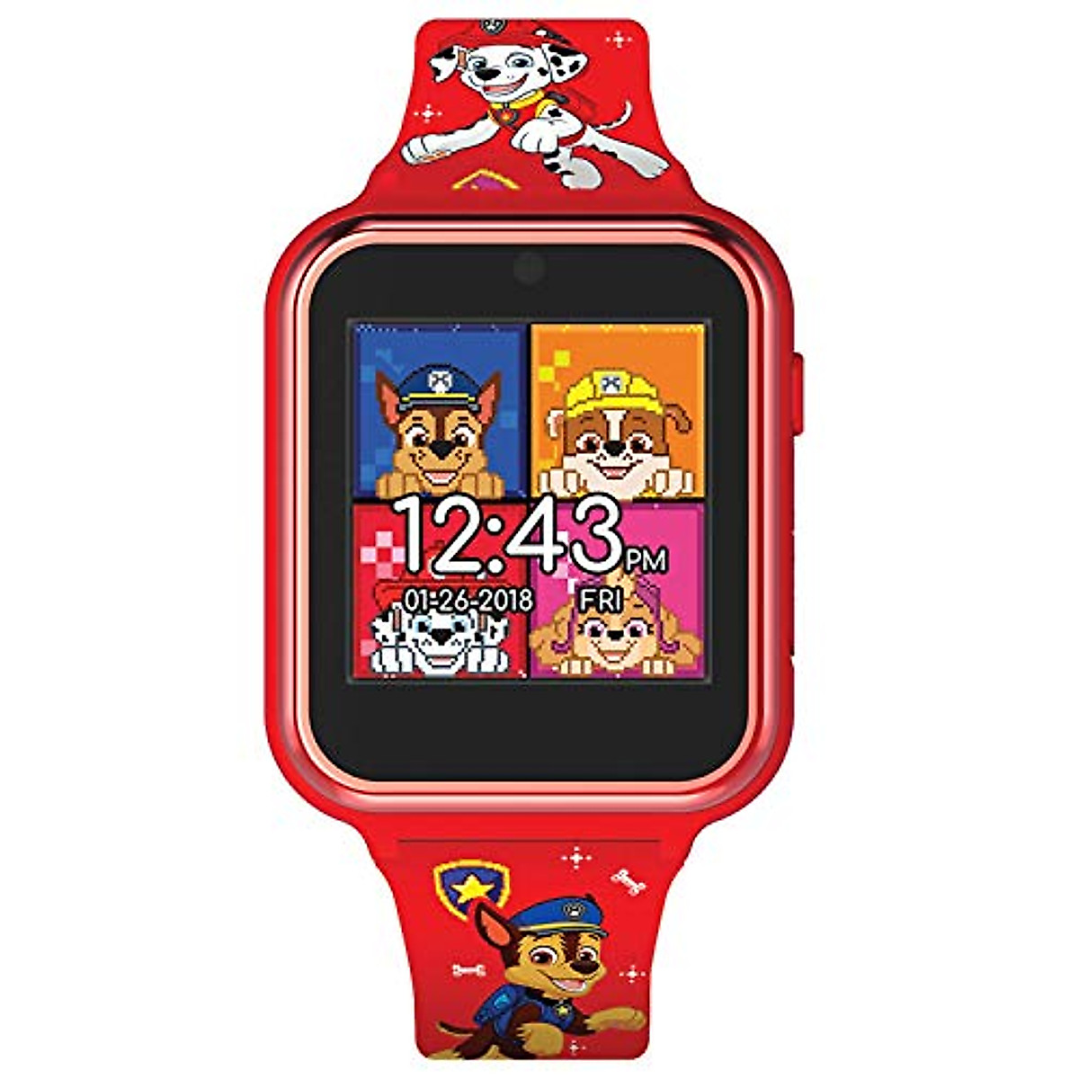 Accutime Kids Nickelodeon Paw Patrol Red Educational Touchscreen Smart Watch Toy for Toddlers, Boys, Girls - Selfie Cam, Learning Games, Alarm, Calculator, Pedometer & More (Model: PAW4275AZ)