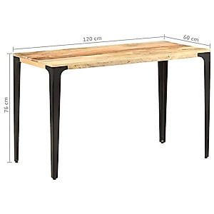 Tidyard Dining Table 47.2 x 23.6 x 29.9 Inch Solid Mango Wood Wooden Dinner Table Steel Legs for Kitchen, Bistro, Home Furniture