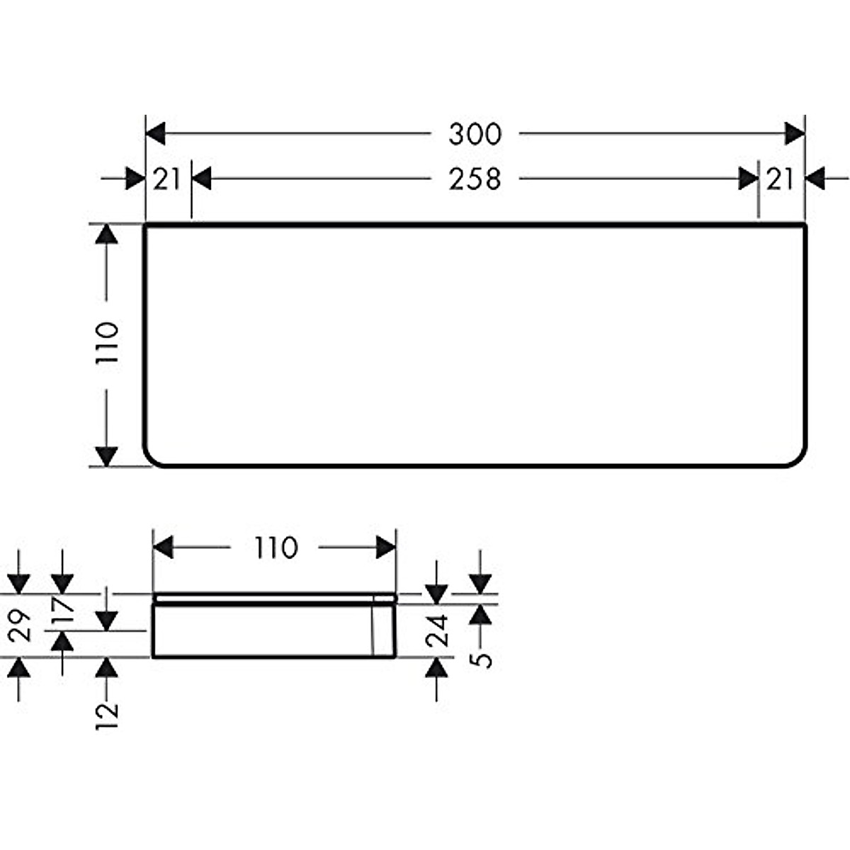 AXOR Shelf 12" Upgrade 12-inch Modern Shelf in Chrome, 42838000