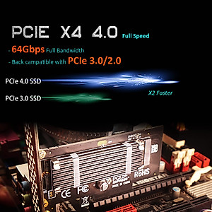 GLOTRENDS PA09-HS M.2 NVMe to PCIe 4.0 X4 Adapter with M.2 Heatsink(22x70x3mm) for M.2 NVMe SSD