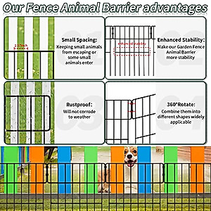 10 Pcs Animal Barrier Fence, 1.52inch Spike Spacing No Dig Fence 13"L x 17"H, Rustproof Metal Wire Fencing for Rabbits Dog Ground Stakes Defence and Outdoor Patio Decorative Fences Total Length 10.8Ft