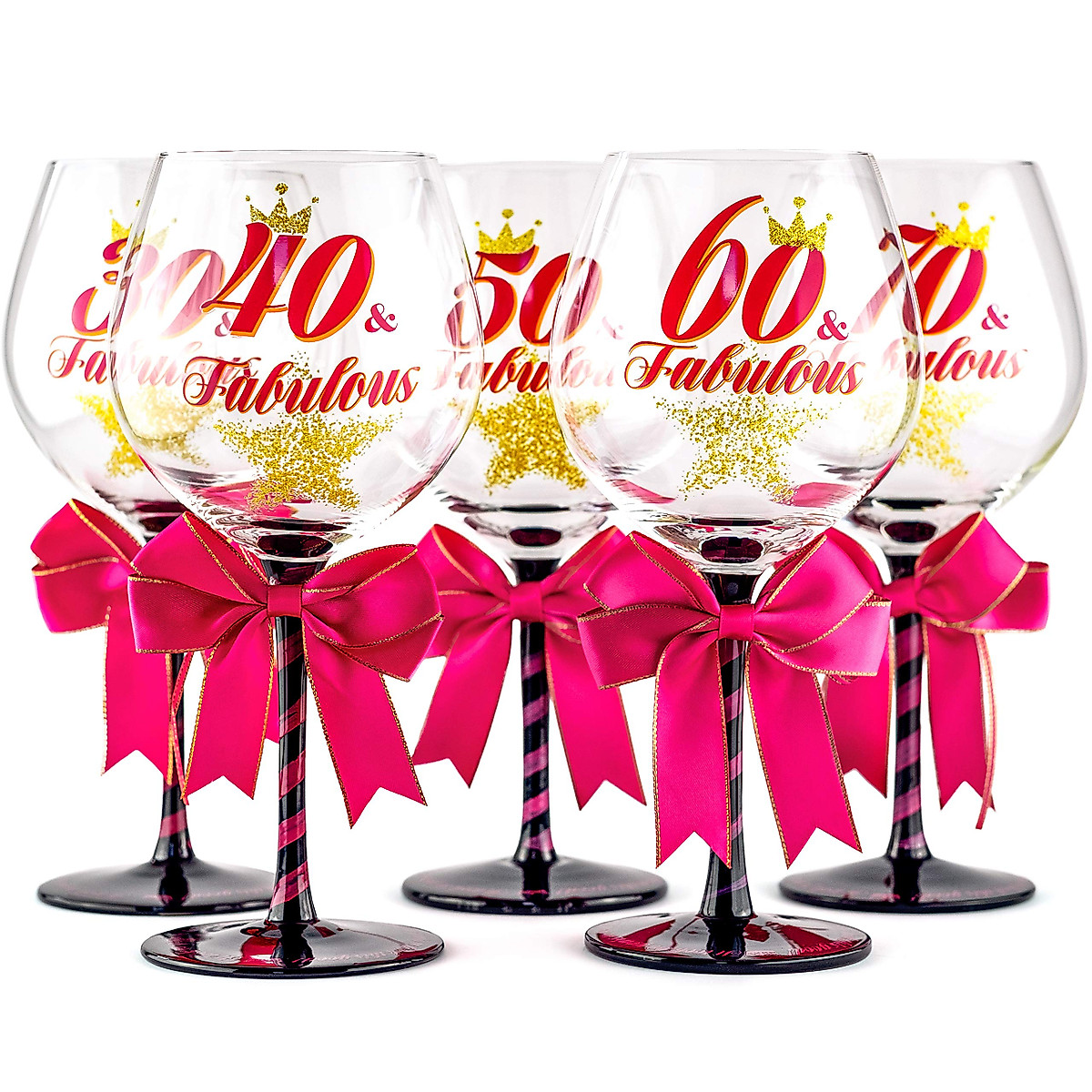 SAY HO UM 40 and Fabulous Birthday Wine Glass for Women | Fun Gift for Woman Turning Forty Years Old | Mom, Best Friend, Aunt, Sister, Cousin, Co-Worker | Big 23 oz, 8.8 Inch Tall Wine Glass