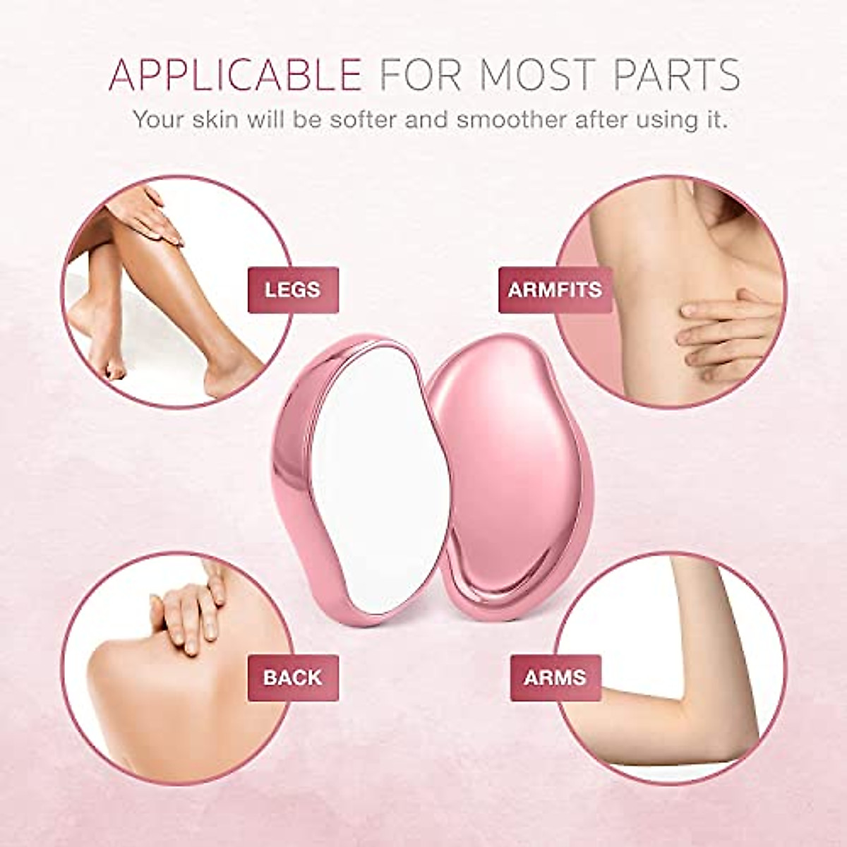 Rantherm Crystal Hair Eraser, Upgraded Hair Eraser, 2023 Crystal Hair Remover, Hair Removal for Back Arms Legs-Pink (rt03)