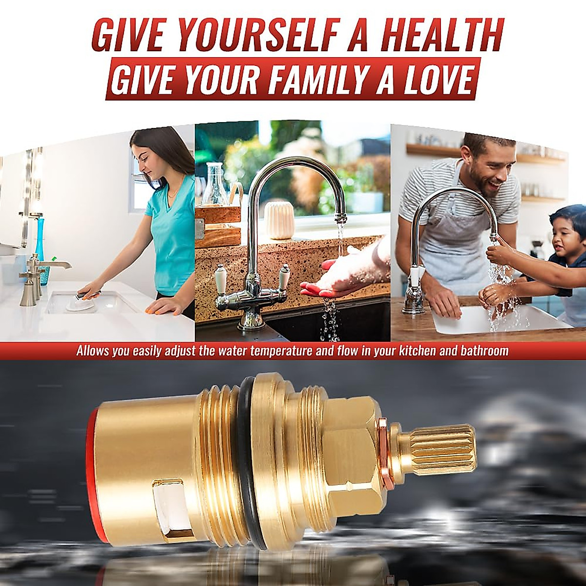 Replacement Ceramic Cartridge Fit for Grohe 45888000, Bathroom Sink Faucet Cartridge Replacement Parts 3/4-Inch Use for Wall Mount Valves and Roman Tubs (45888000 Hot)