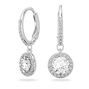 Swarovski Una Angelic Drop Pierced Earrings with Clear Crystals on a Rhodium Plated Setting with Hinge Closure