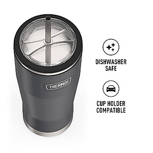THERMOS ICON SERIES Stainless Steel Cold Tumbler with Lid and Straw - 24 Ounce, Granite - Vacuum Insulated Tumbler
