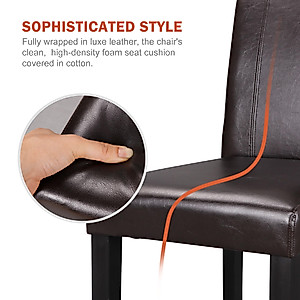 SUPER DEAL Faux Leather Dining Chair Set of 4 with Wood Legs Waterproof & Oilproof Stretch Kitchen Dining Room Restaurant Chairs, Espresso