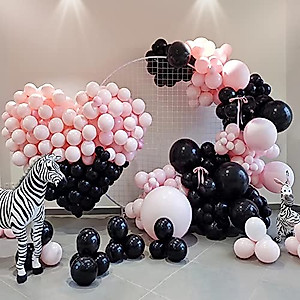 Black and Pink Balloons Garland Kit 104 PCS Pastel Pink and Black Balloon Party Decorations 18In 12 In 10In 5In Black Pink Balloons for Wedding Bridal Shower Anniversary Birthday Party Baby Shower