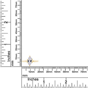 Solitaire Engagement Ring For Women, 8X4MM Marquise Cut Cubic Zirconia Wedding Ring in 14K Yellow Gold Over Sterling Silver Jewelry Gift for Her (0.50 to 1.00 CT), Ring Size 8