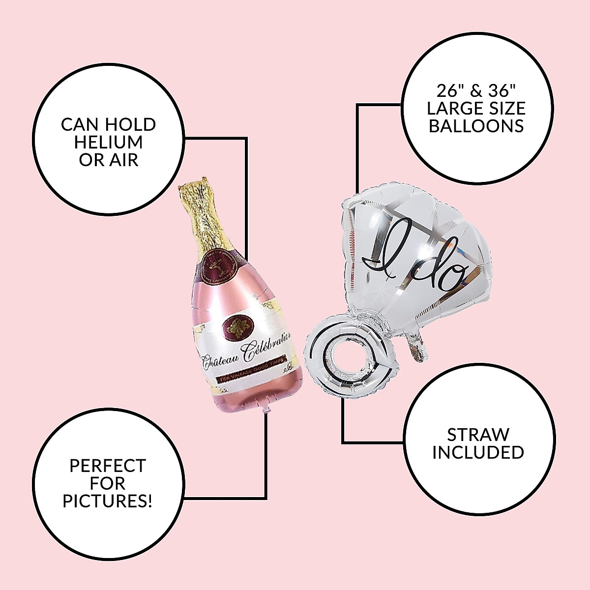 Bachelorettesy 28pc Bachelorette Party Decorations Kit for Bride to Be, Bridal Shower Decorations, Engagement Party – Balloons, Sash, Foil Backdrop Curtain (Rose Gold)