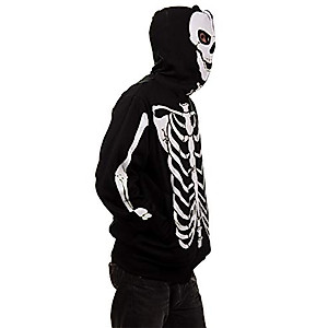 Calhoun Men's Glow in The Dark Skeleton Costume Zip Hoodie (Black, X-Large)