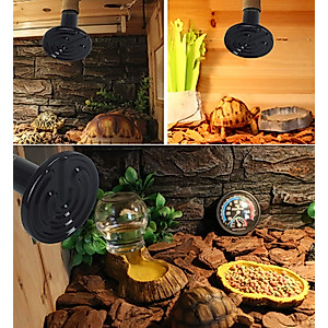 OMAYKEY 2-Pack 150W Ceramic Heat Lamp with 1-pcs Digital-Thermometer, Infrared Heat Emitter Bulbs for Reptiles, Amphibians, Chicken Brooder Coop Lizard Turtle Snake Aquarium, No Light No Harm