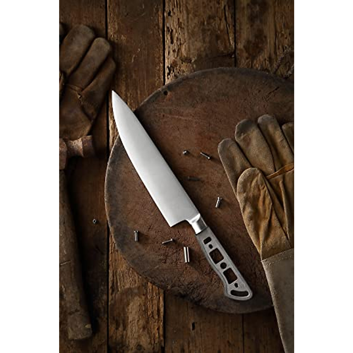 KATSURA Woodworking Project Kit – Chef Knife Blank – 8 Inch – Japanese Premium AUS 10, 3-Layer Forged Steel – Perfect for Woodworkers, Crafters – Classic Style Handle – NO LOGO