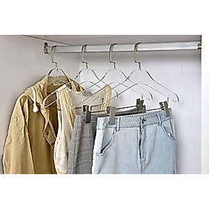 Quality Clear Acrylic Skirt Pant Hangers with Clips – 4 Pack, Stylish Clothes Hanger with Silver Hooks - Coat Hanger for Dress, Suit - Closet Organizer Adult Hangers - Cloth Hangers (Silver Hook, 4)