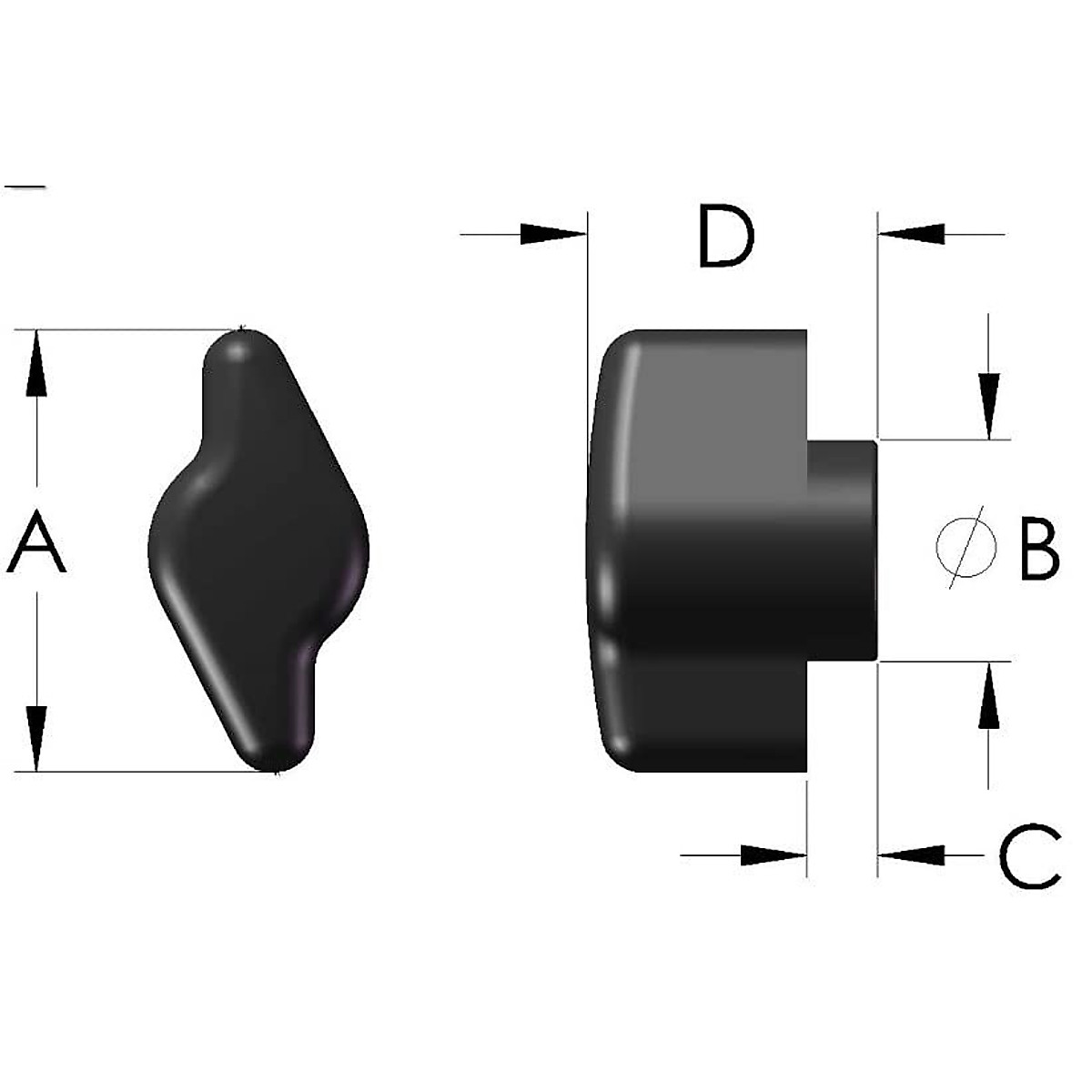 1/4"-20 x 1/2" Hurricane Thumb Screw Thumbscrew Thumb Screws Wing Stainless Steel Standard Coarse Thread Plastic Knob - Length: 1/2"- Built in USA - Pack of (10)